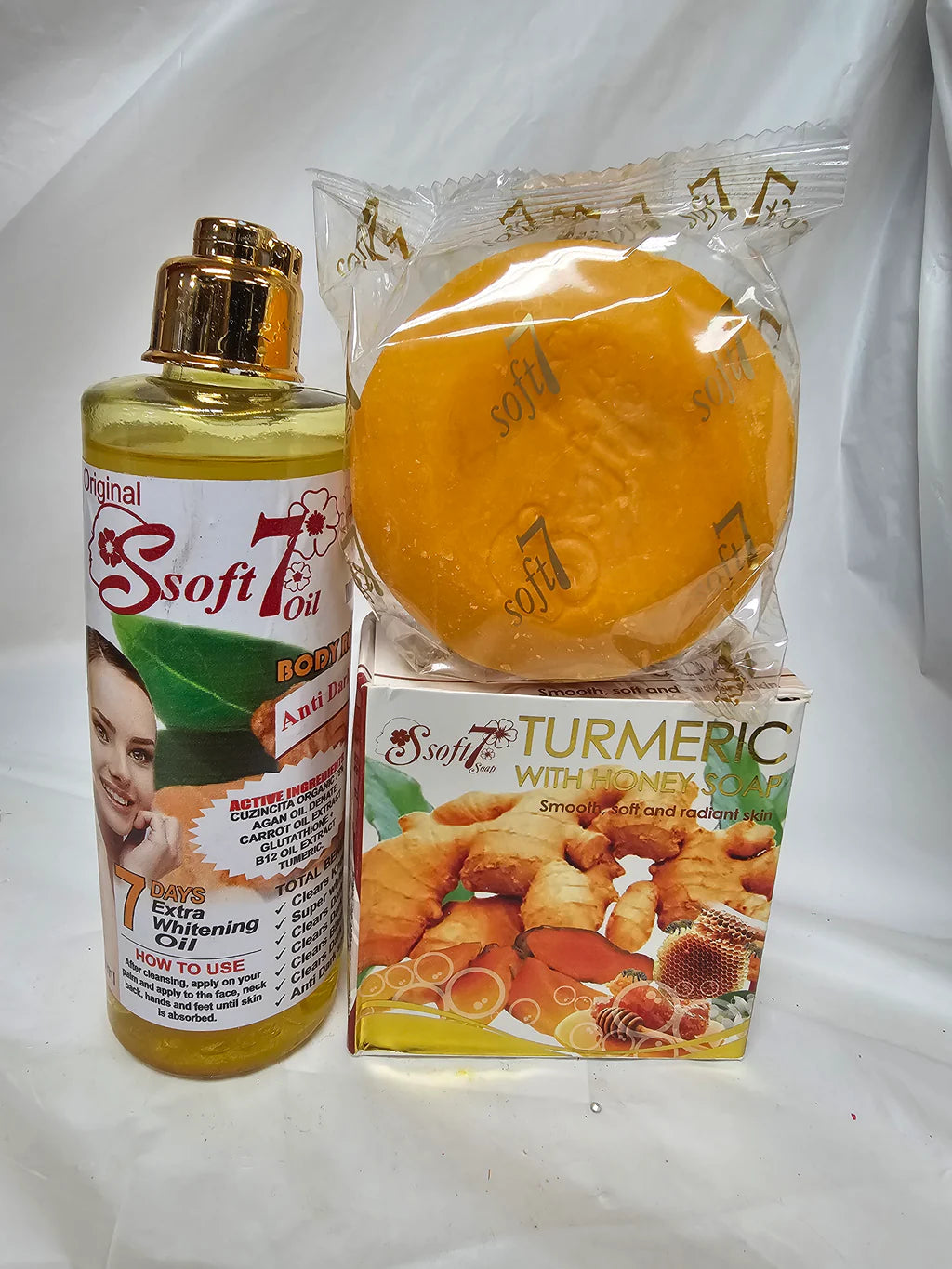 Soft 7 Turmeric Whitening & Glowing Oil With Honey Body Repair. 250ml ...