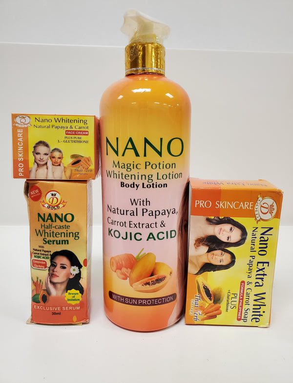 NANO MAGIC POTION WHITENING BODY LOTION + SOAP + SERUM + FACE CREAM+ S ...