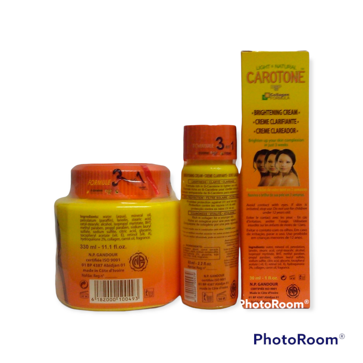 CAROTONE 3 lot! Brightening Jar&Tube Cream and Oil 330ml/CARROT OIL ...