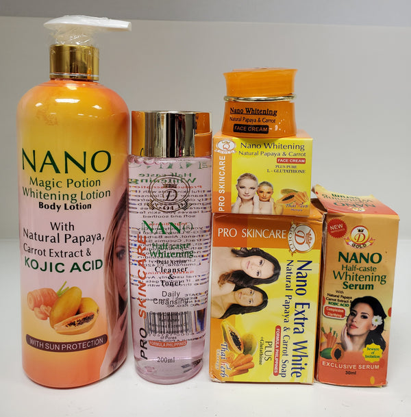 NANO MAGIC POTION WHITENING LOTION + NANO CLEANSER +FACE CREAM +SOAP ...